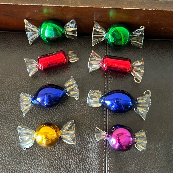 Accents | Vtg Glass Colored Shiny Candy Decor In Blue Red Green Purple ...